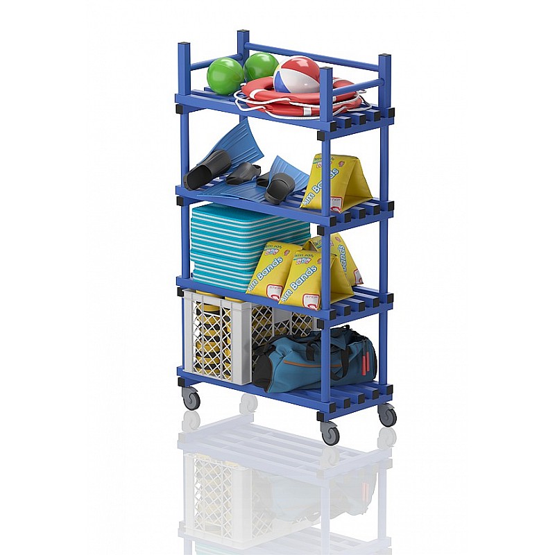 Mobile plastic shelves 100x50x184 cm, small Colour blue